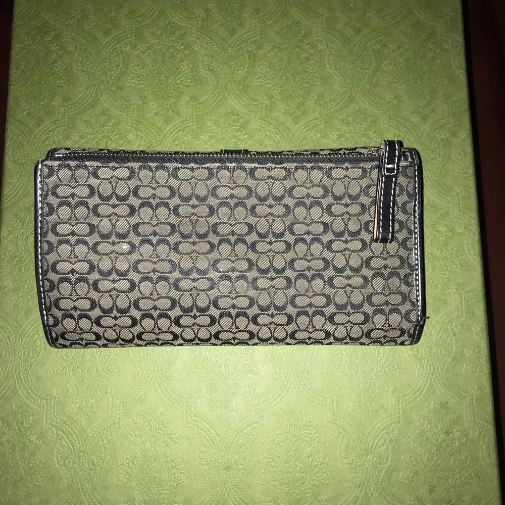 Coach Signature C Canvas Trifold Wallet Vtg - Gem